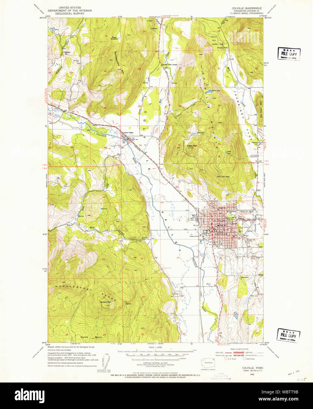 Map of colville washington hi-res stock photography and images - Alamy