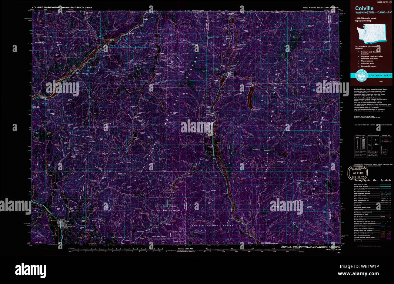 Map of colville washington hi-res stock photography and images - Alamy