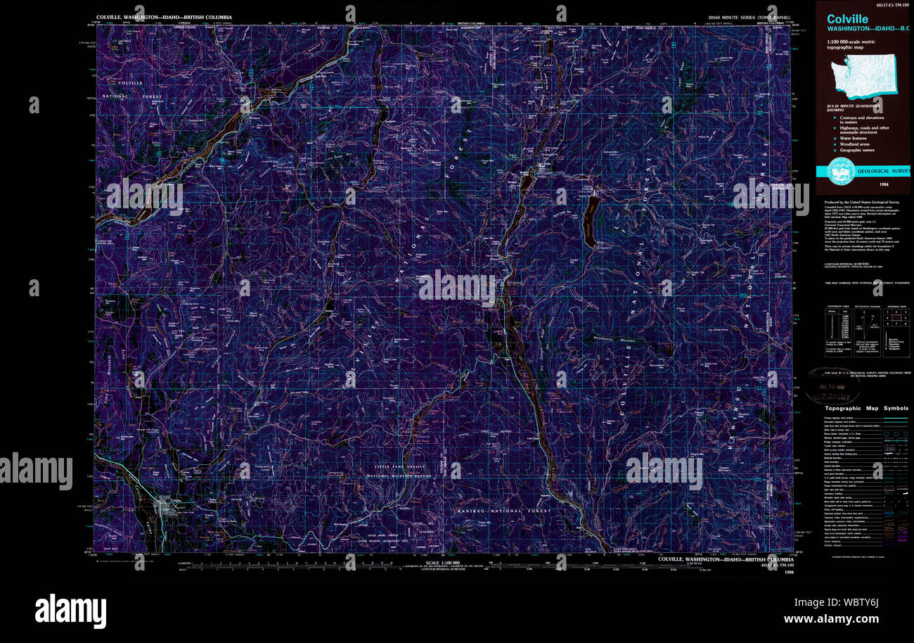 Map of colville washington hi-res stock photography and images - Alamy