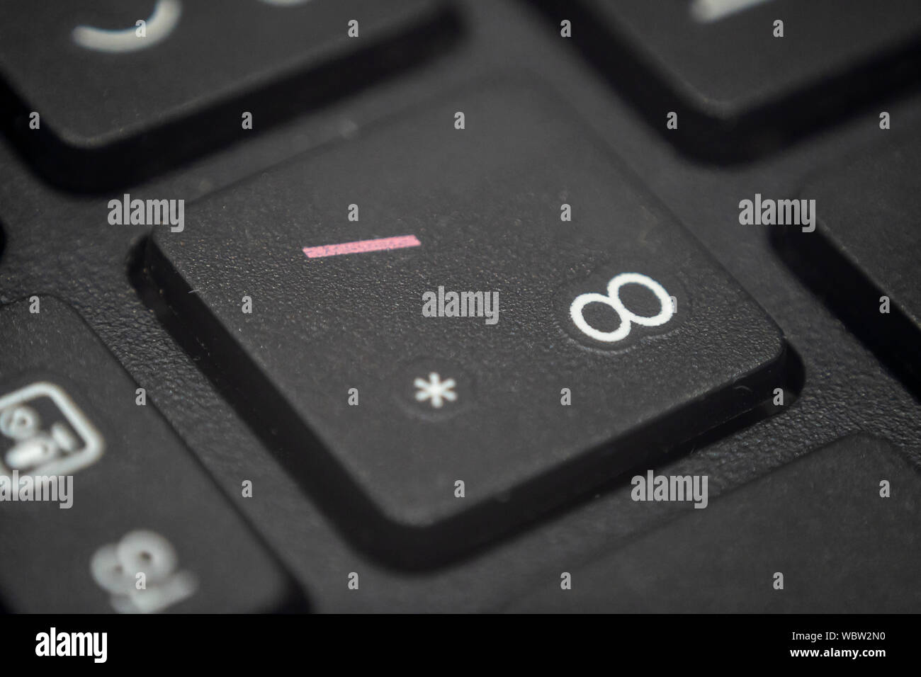 Extreme macro of the number eight key on a laptop keyboard Stock Photo ...