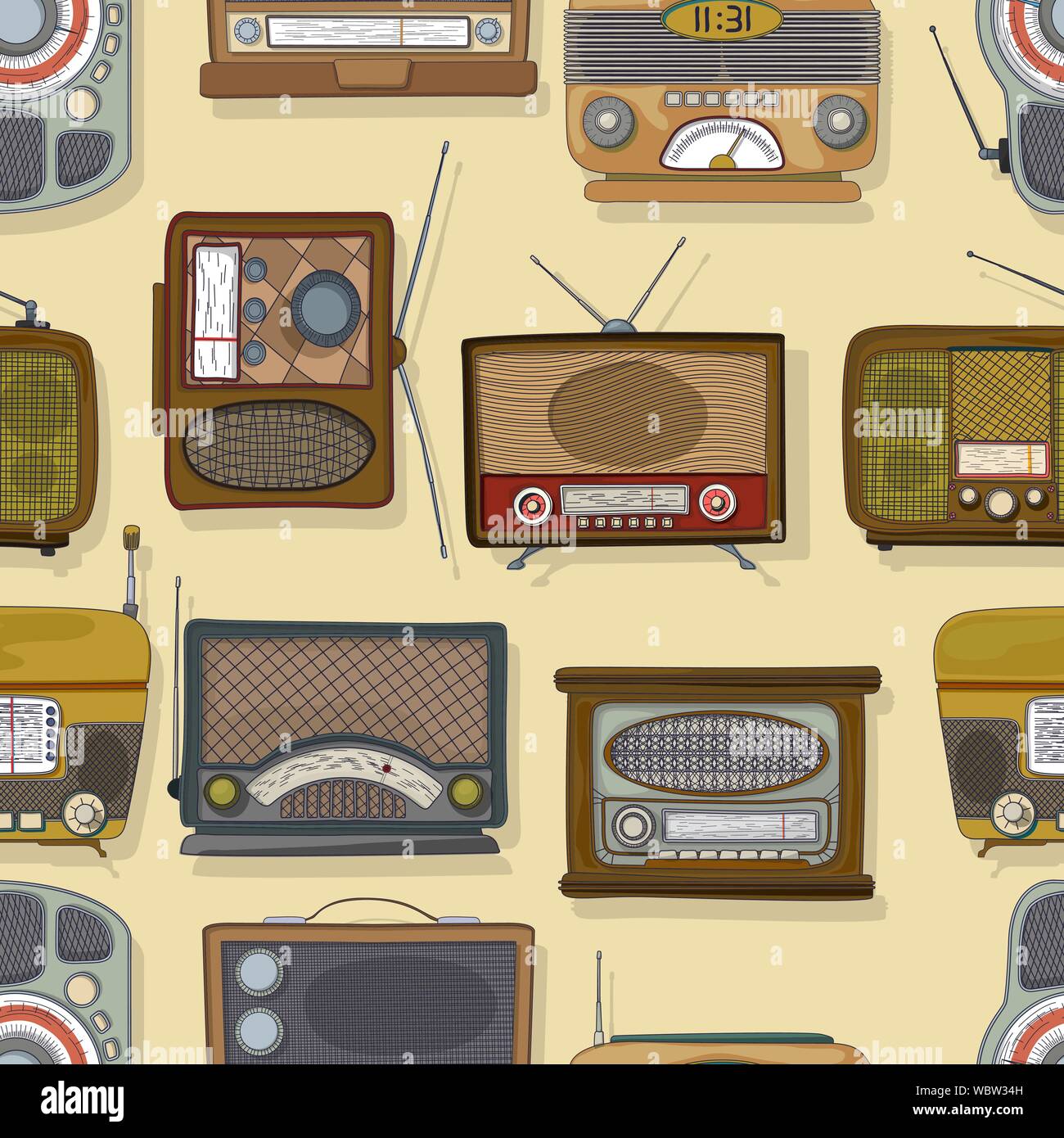 Retro style radio repeating pattern, vector illustration Stock Vector ...