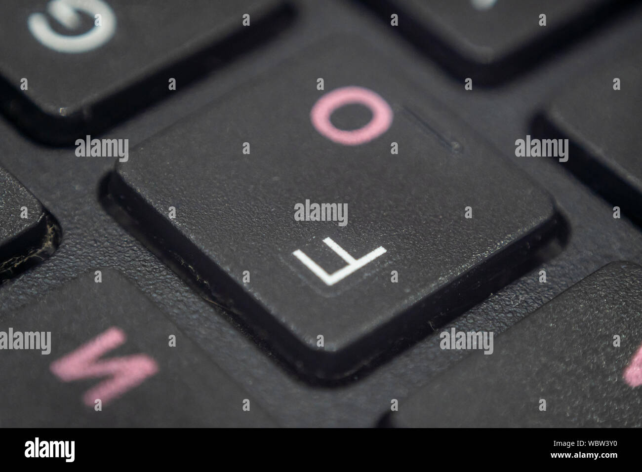 Extreme macro of the letter F on a laptop keyboard Stock Photo - Alamy