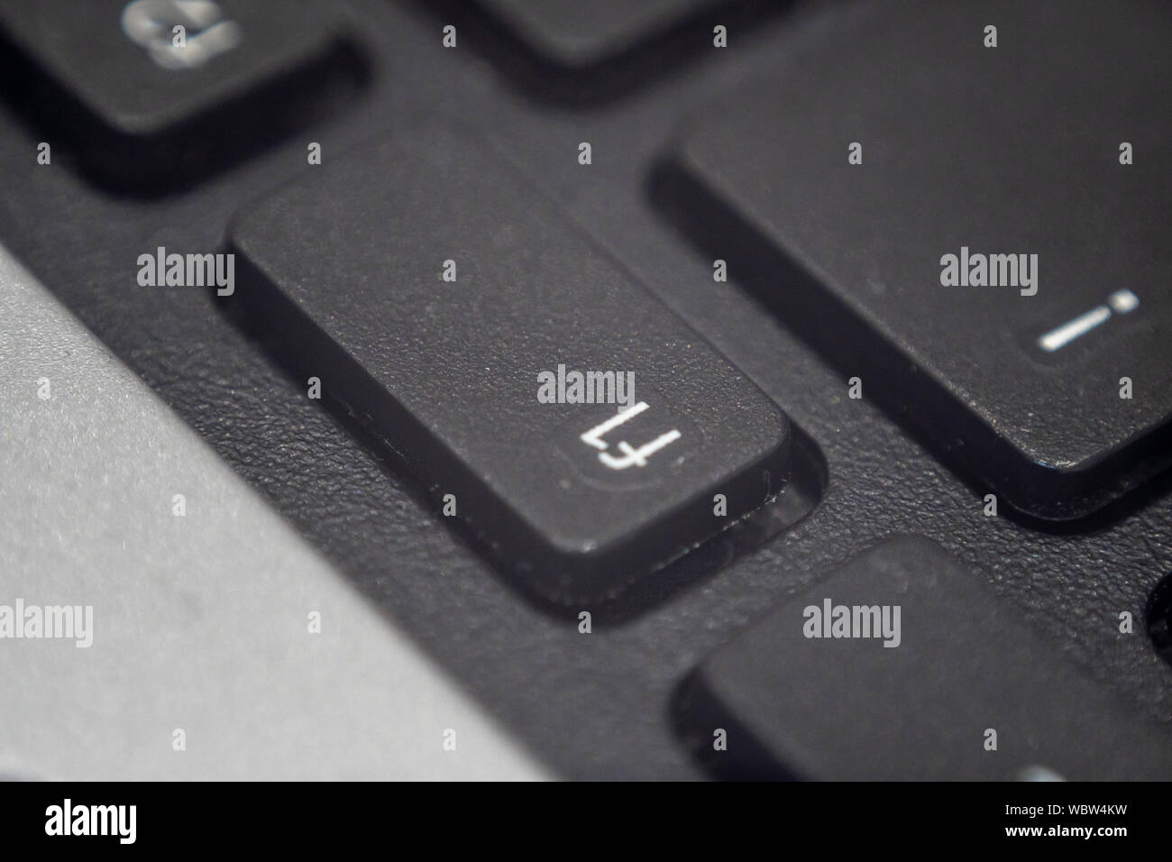 Extreme macro of the f1 key on a laptop keyboard. Help concept Stock ...