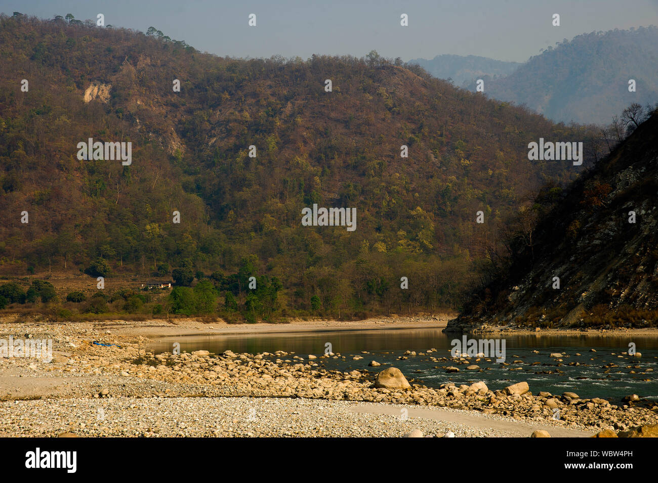 Confluence of Sarda and Ladhya rivers in Kumaon hills. This place was ...