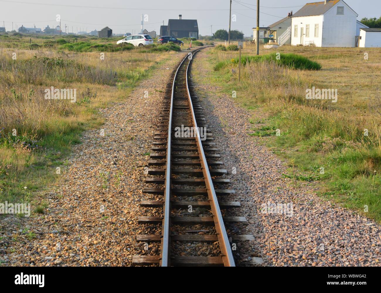 Narrow gauge railway track at Dungeness in Kent Stock Photo - Alamy