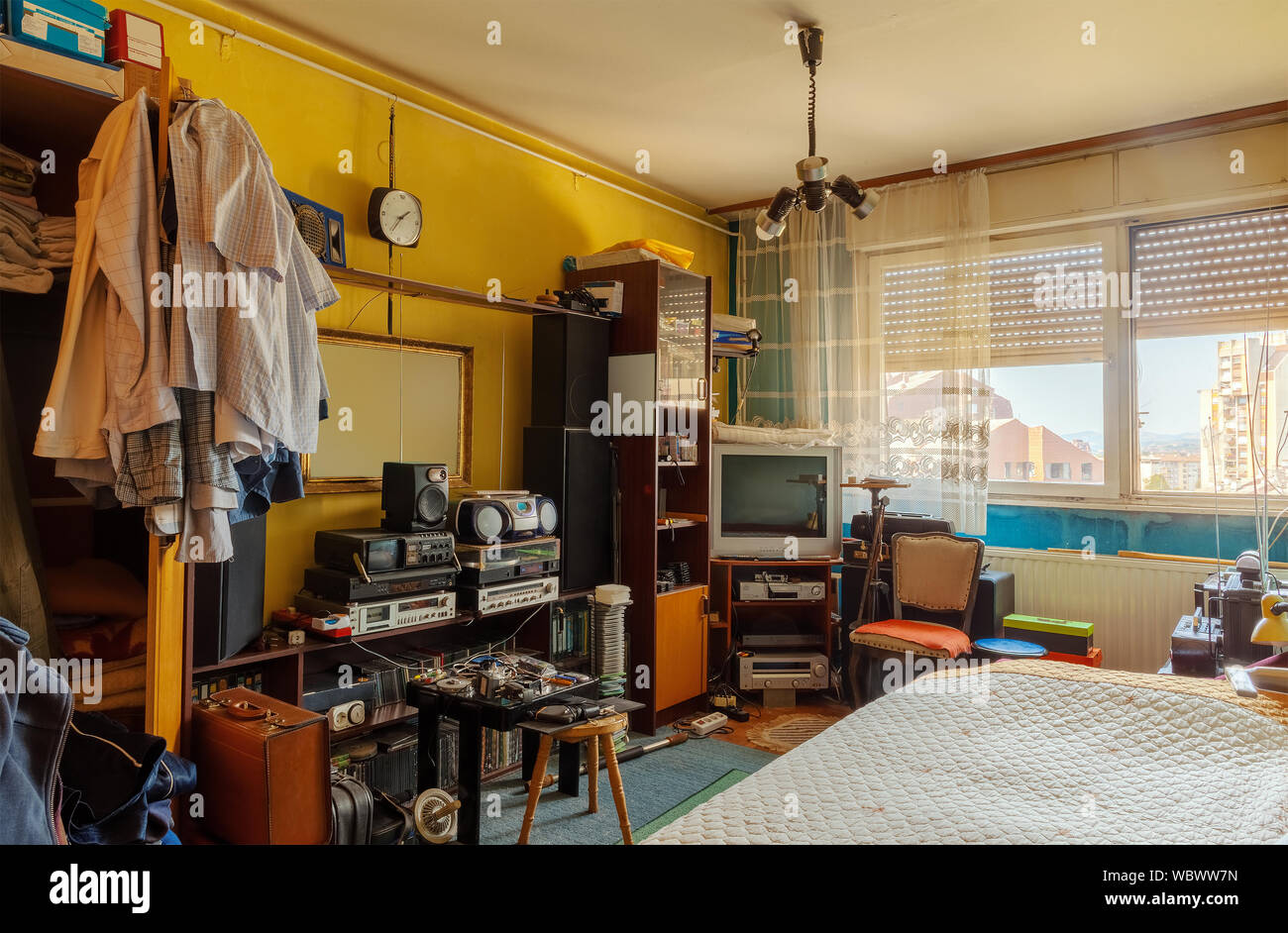 Lifestyle details, old retro room interior, a lot of various retro ...