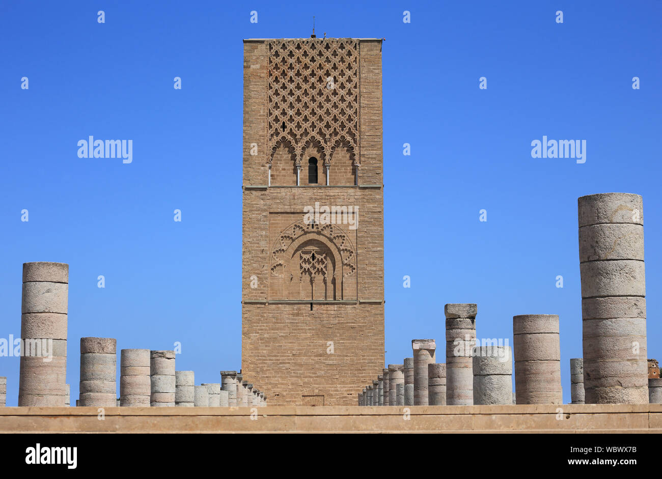 Rabat, Morocco. The Hassan Tower - 12C unfinished mosque and stone ... Rabat, Morocco. The Hassan Tower - 12C unfinished mosque and stone ...