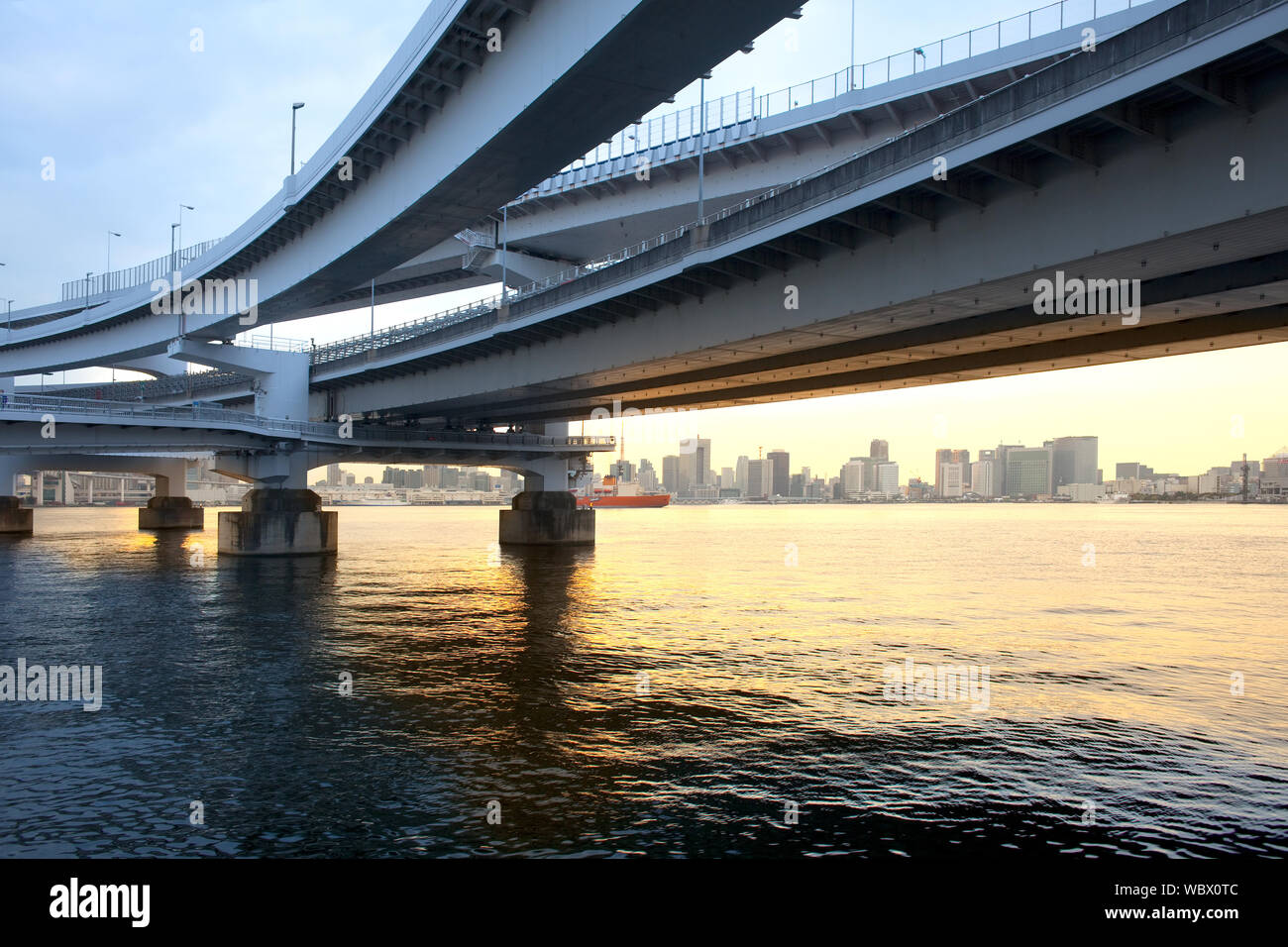 Access ramp to Rainbow Bridge, Odaiba, Tokyo, Kanto Region, Honshu ...