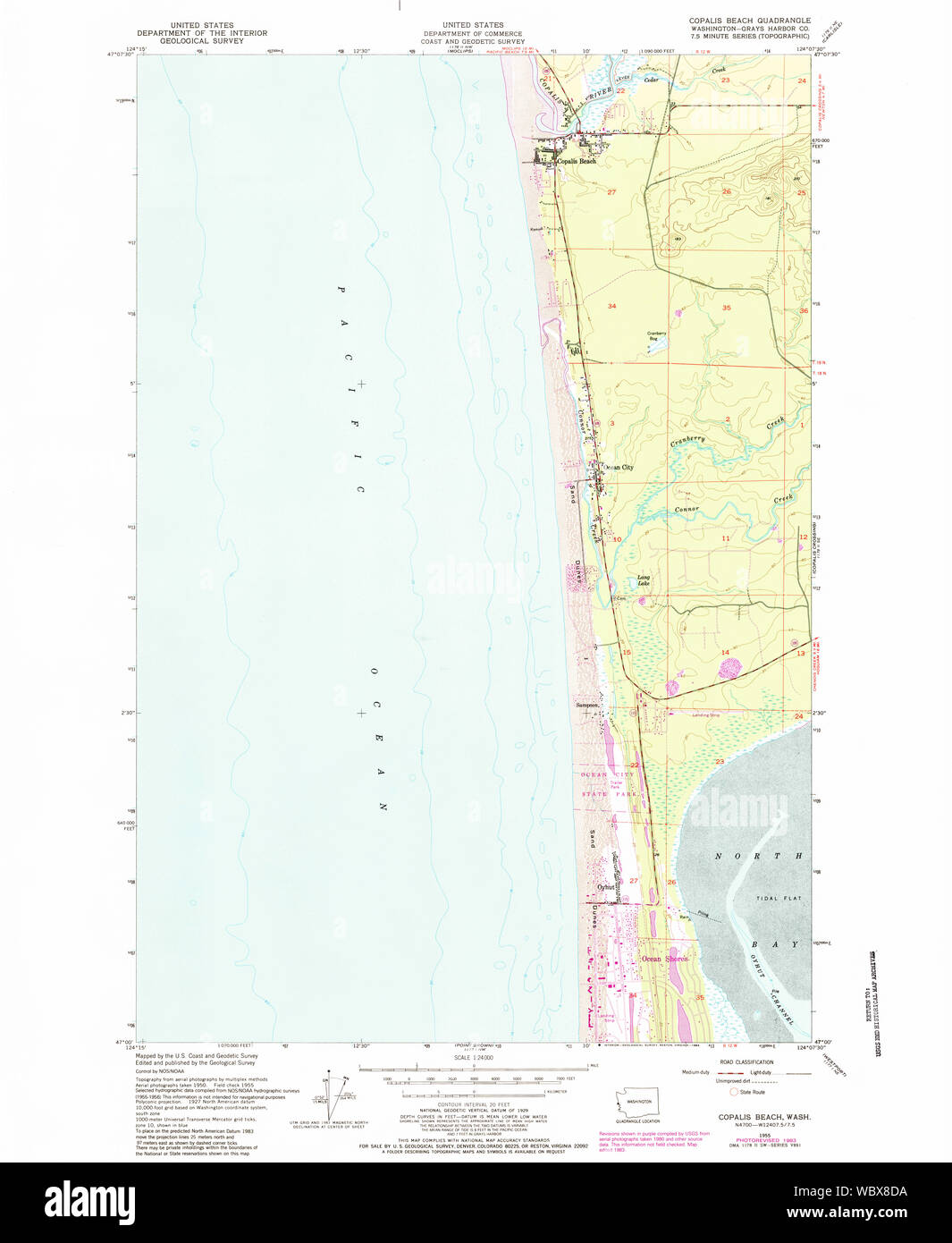 Map of copalis beach Cut Out Stock Images & Pictures - Alamy