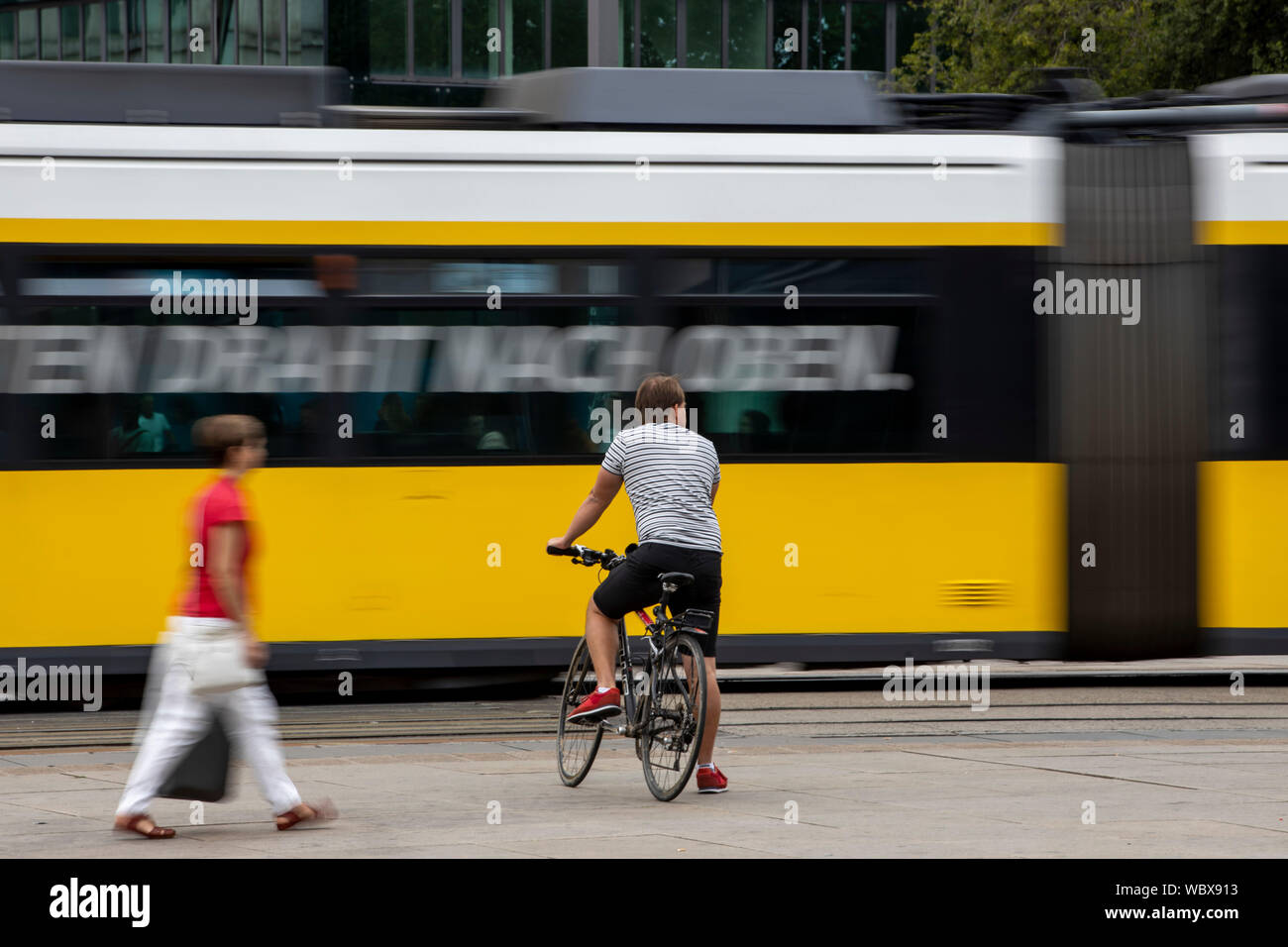 Alexanderplatz, local trains, tram, train station, pedestrians, Berlin ...