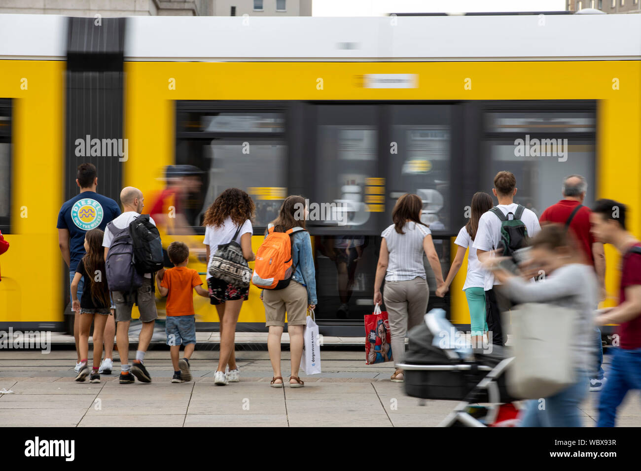 Alexanderplatz, local trains, tram, train station, pedestrians, Berlin ...