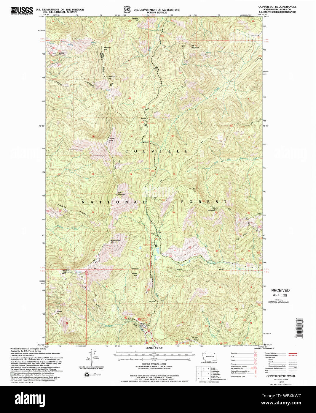 USGS Topo Map Washington State WA Copper Butte 240676 1992 24000 ...