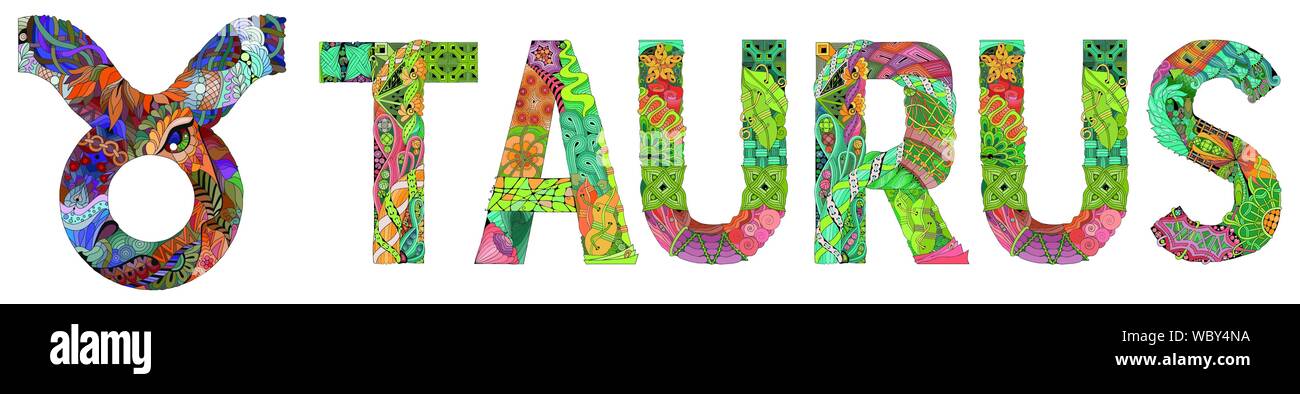 Taurus zodiac sign, astrology concept art. Tattoo design. Color and ...