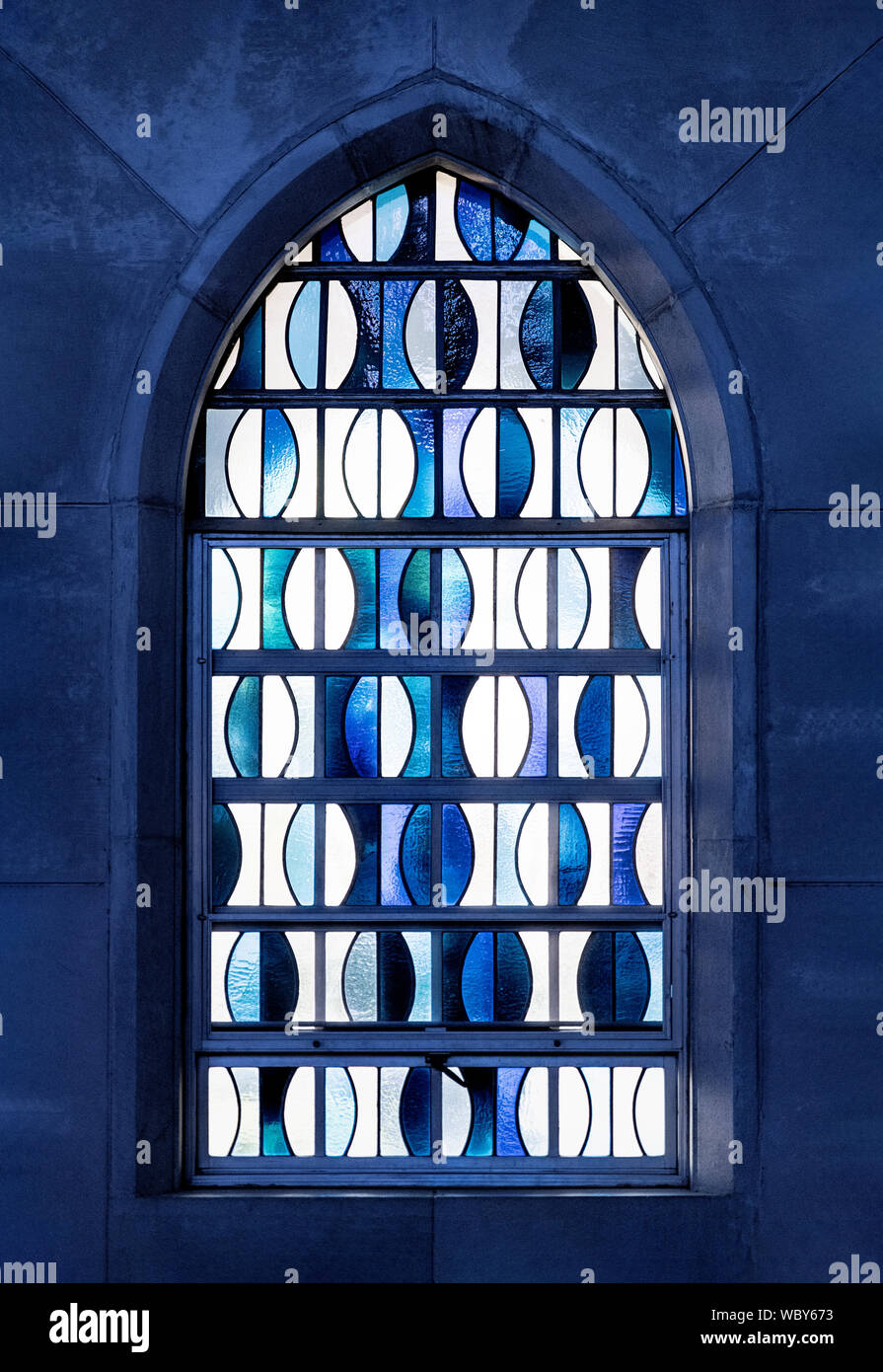 Blue abstract stained glass window Stock Photo - Alamy