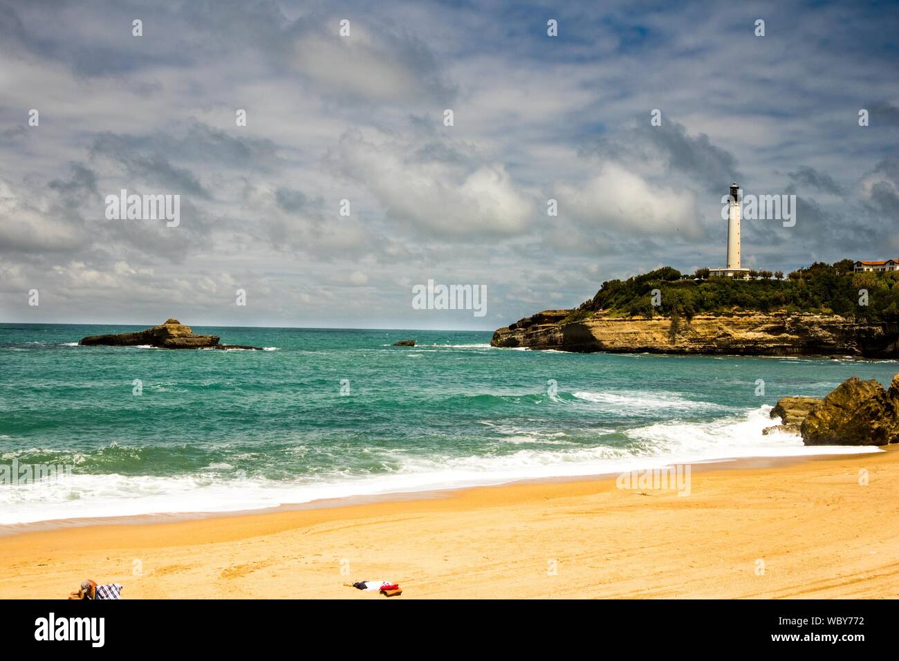 View Of Lighthouse On Beach Stock Photo - Alamy