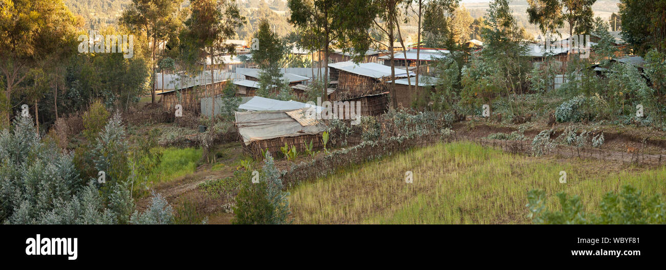 panorama of small village and farm field in Ethiopia Stock Photo - Alamy