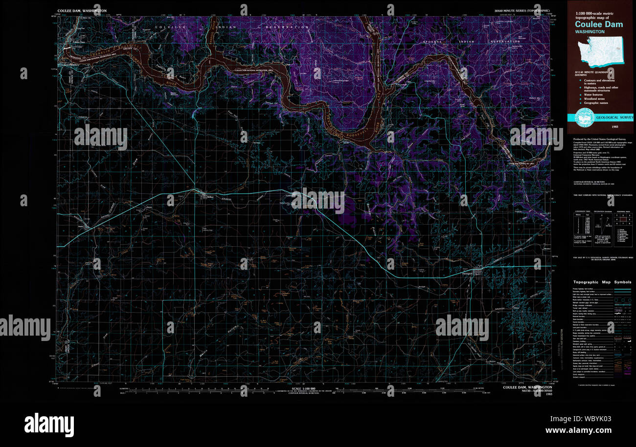 Map of coulee hi-res stock photography and images - Alamy