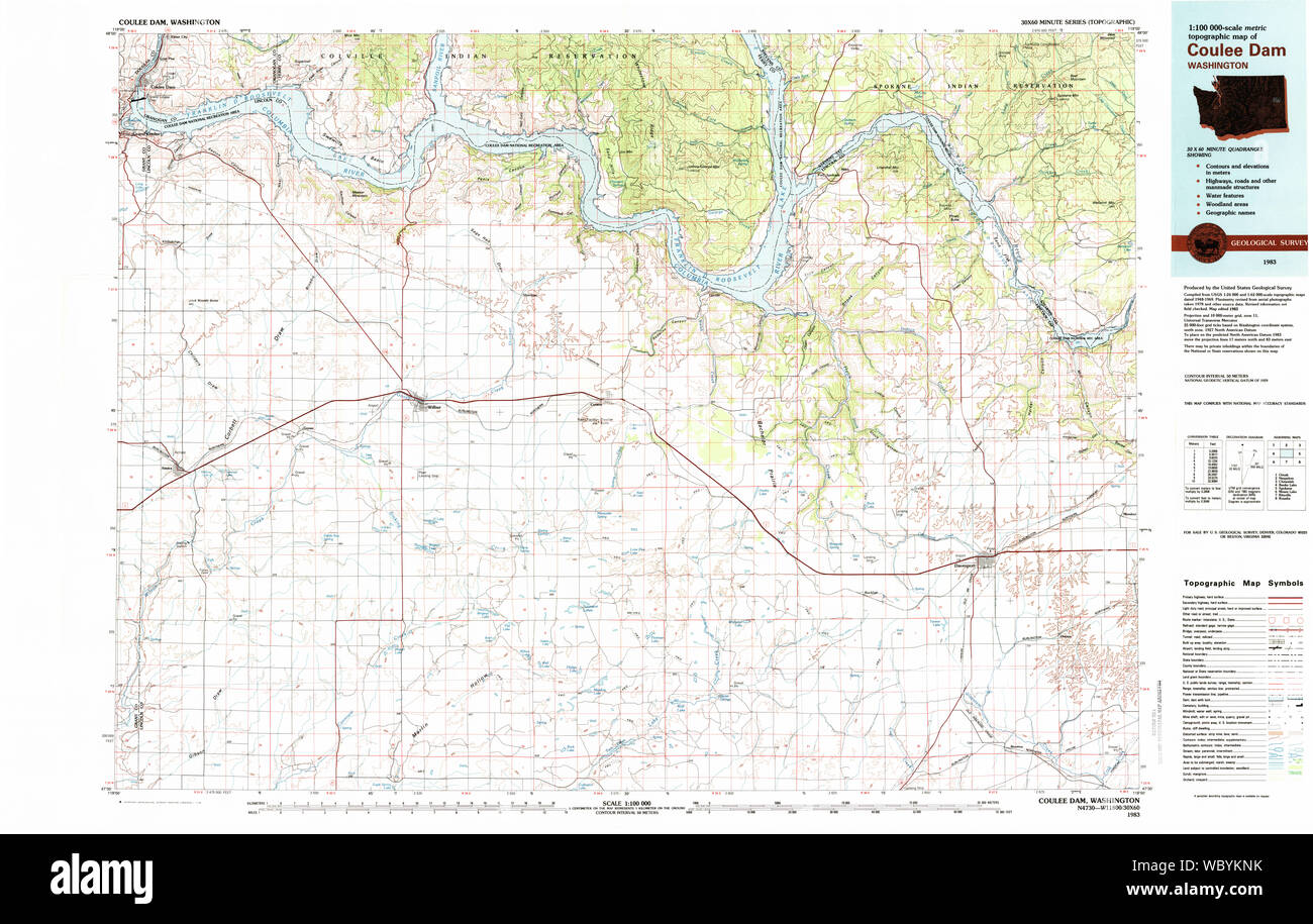 Map of coulee dam hi-res stock photography and images - Alamy