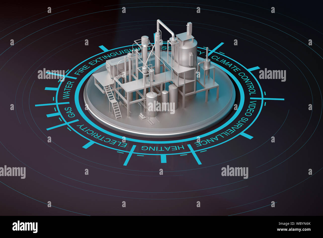 smart production with infographics. 3d rendering Stock Photo - Alamy