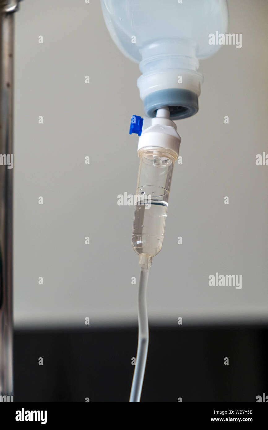 IV intravenous bag with dropper and tube dispose with medicine solution ...