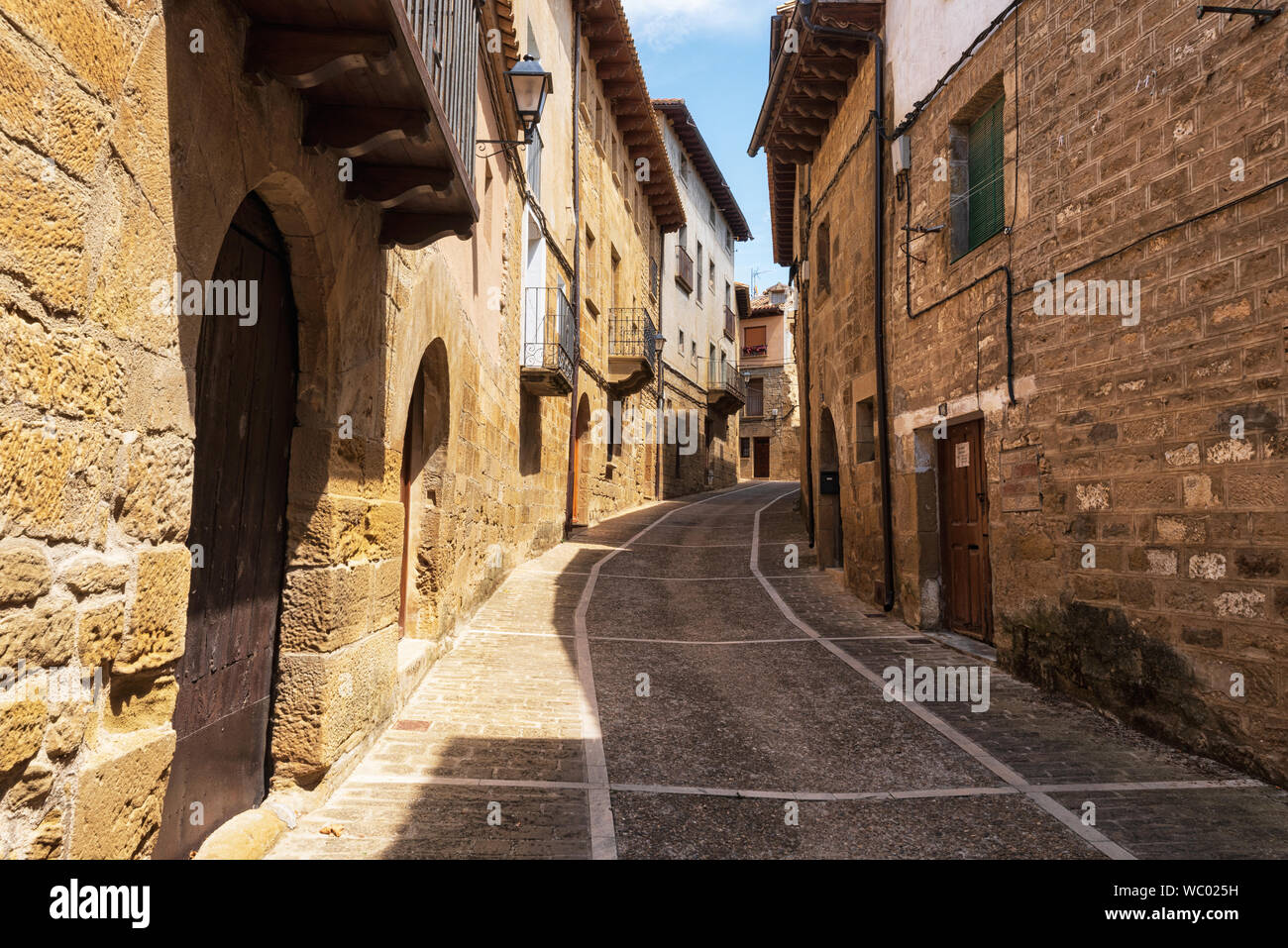 Medieval streets of ancient village of Uncastillo in Aragon region ...