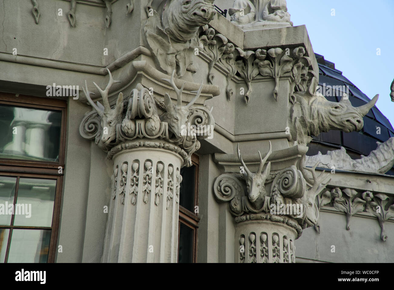 Kyiv, Ukraine - July 6, 2018: House with chimeras in the center of Kiev ...
