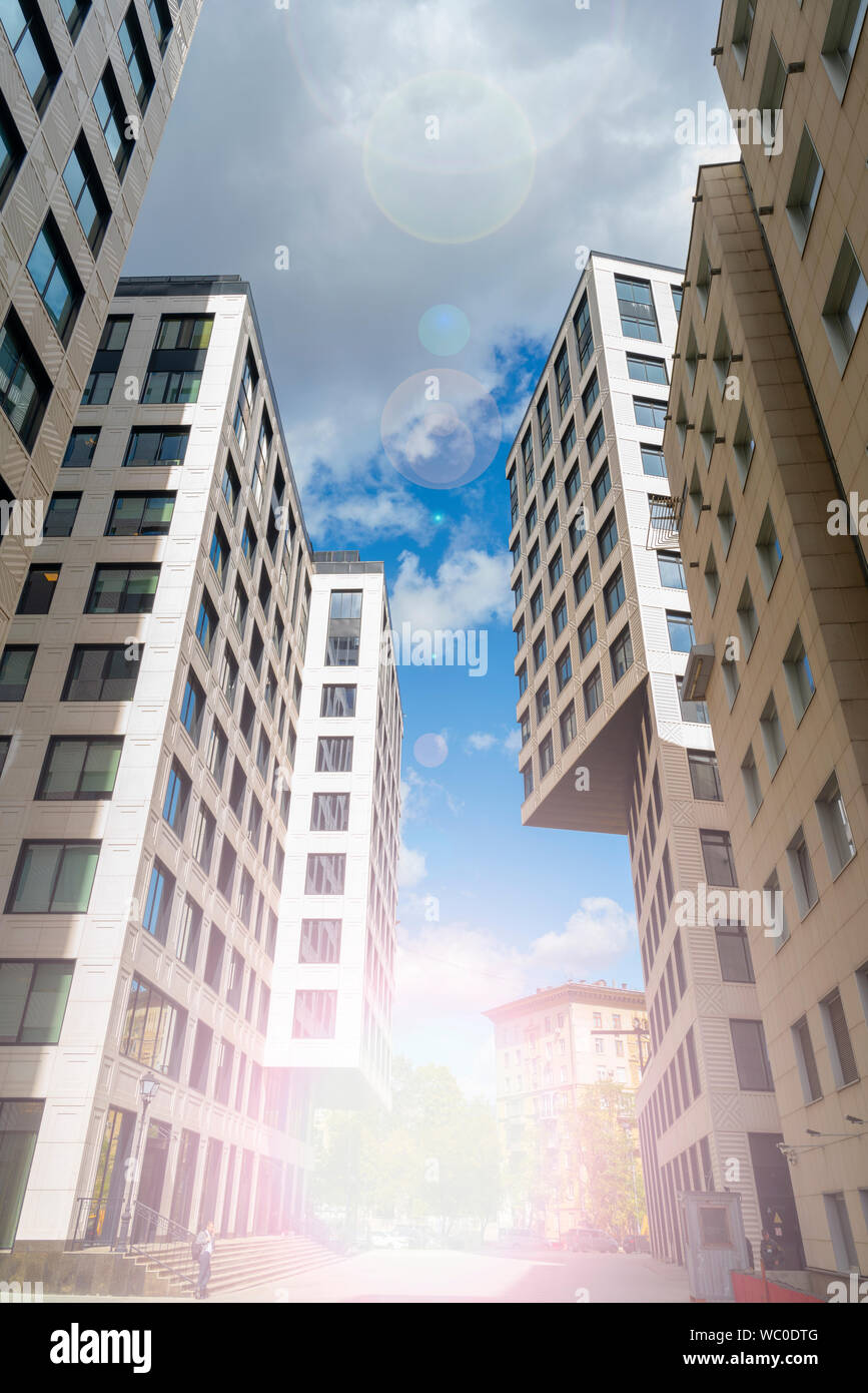 High-rise buildings of modern city. View from below Stock Photo - Alamy