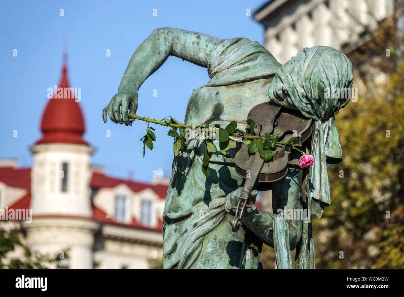 Prague Senovazne Namesti Square, Sculpture of Anna Chromy, Musicians ...