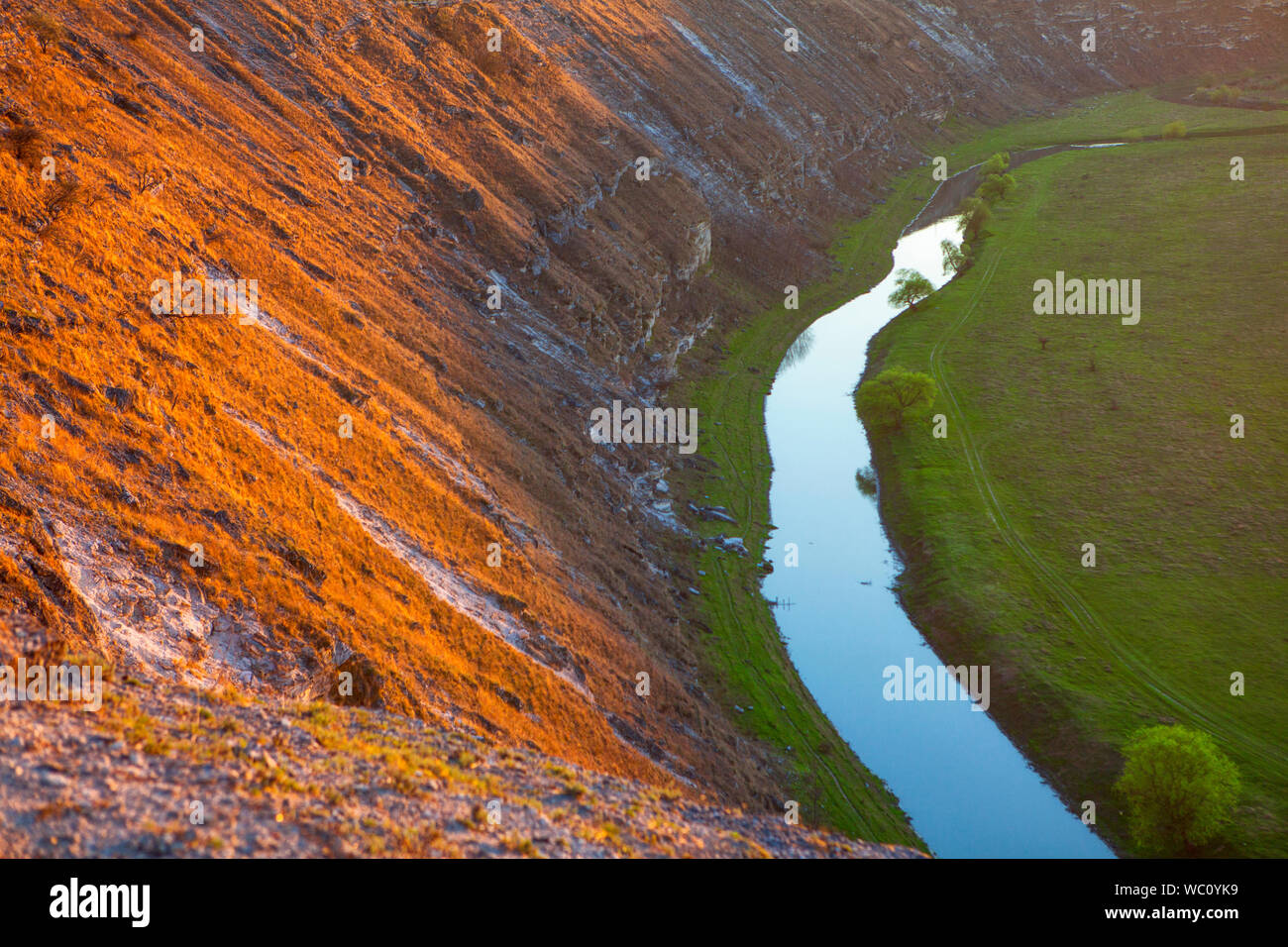 Aerial view of beautiful curvy flowing river Stock Photo - Alamy