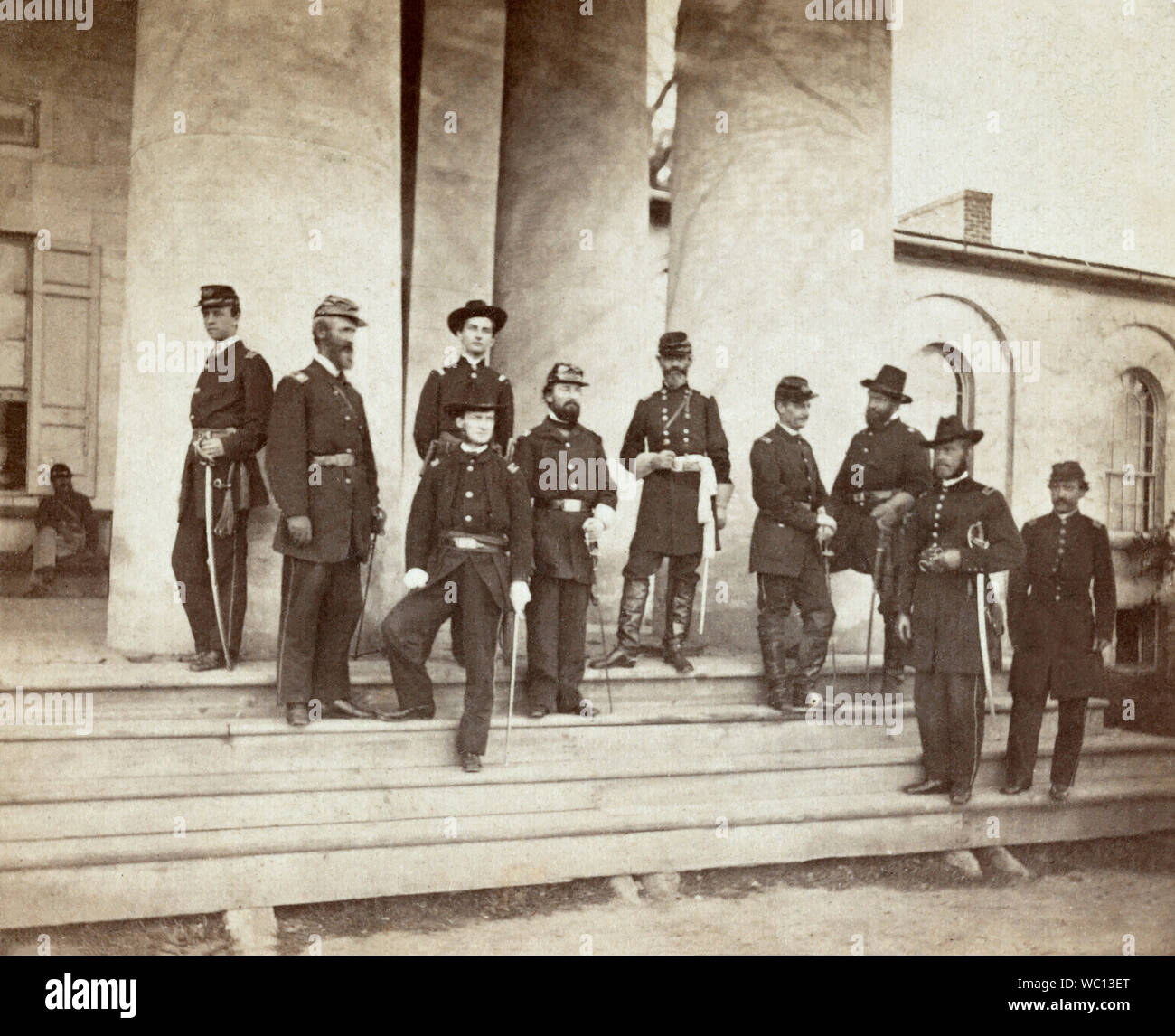 General Samuel P. Heintzelman and Union Officers Standing on Steps of ...
