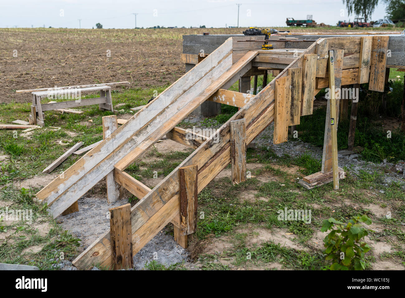 Wooden formwork prepared for pouring concrete stairs Stock Photo - Alamy