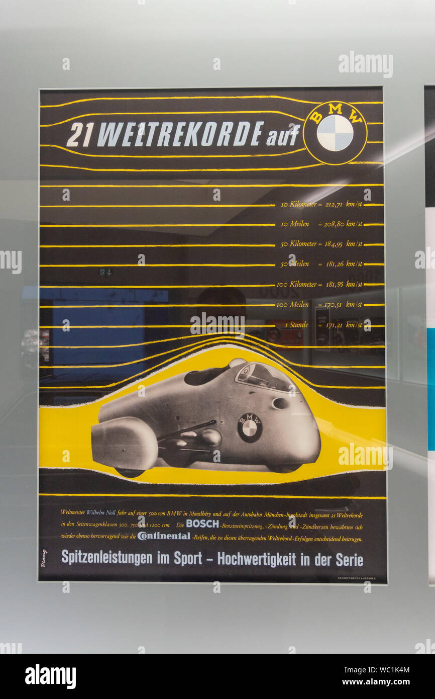 Historical advertising poster display (1954) promoting 21 world records ...