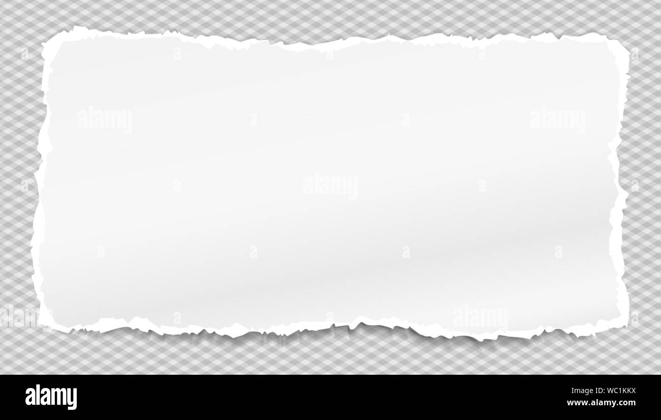 Torn, ripped white rectangular paper strips with soft shadow is on ...