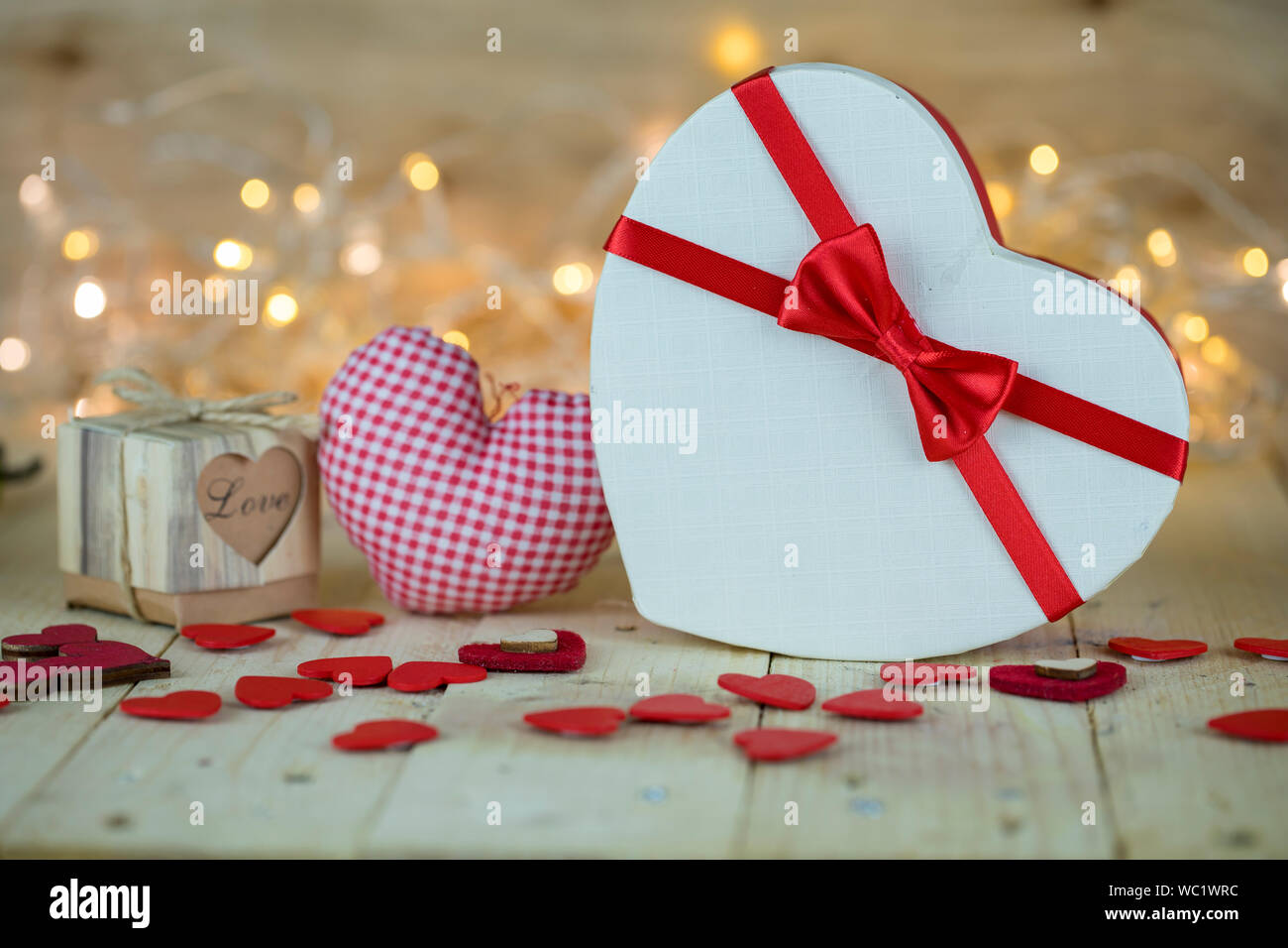 Heart Shape Gift Box and Hearts Stock Photo - Alamy