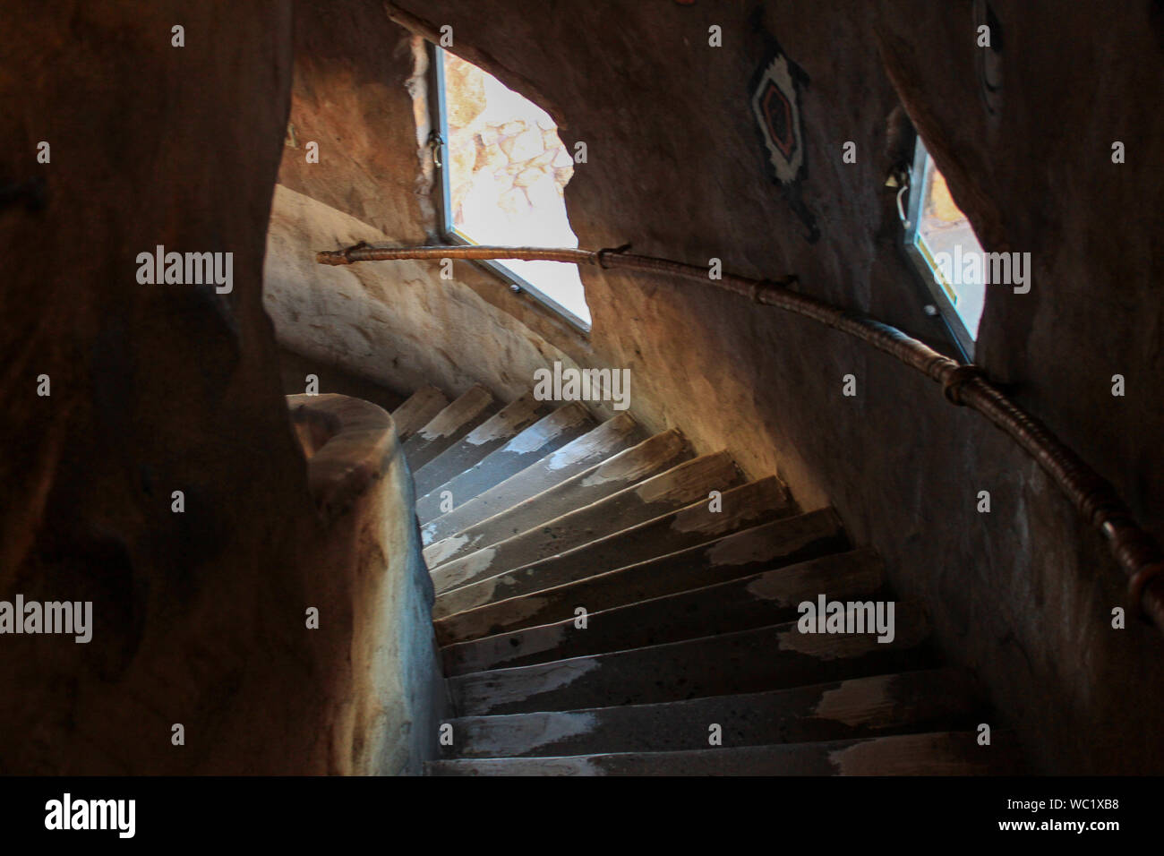 Spiral steps in the Desert View Watchtower, Grand Canyon National Park ...
