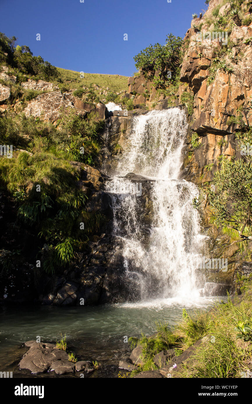Close View of Jacobs Ladder Waterfall in an unnamed river, photographed ...