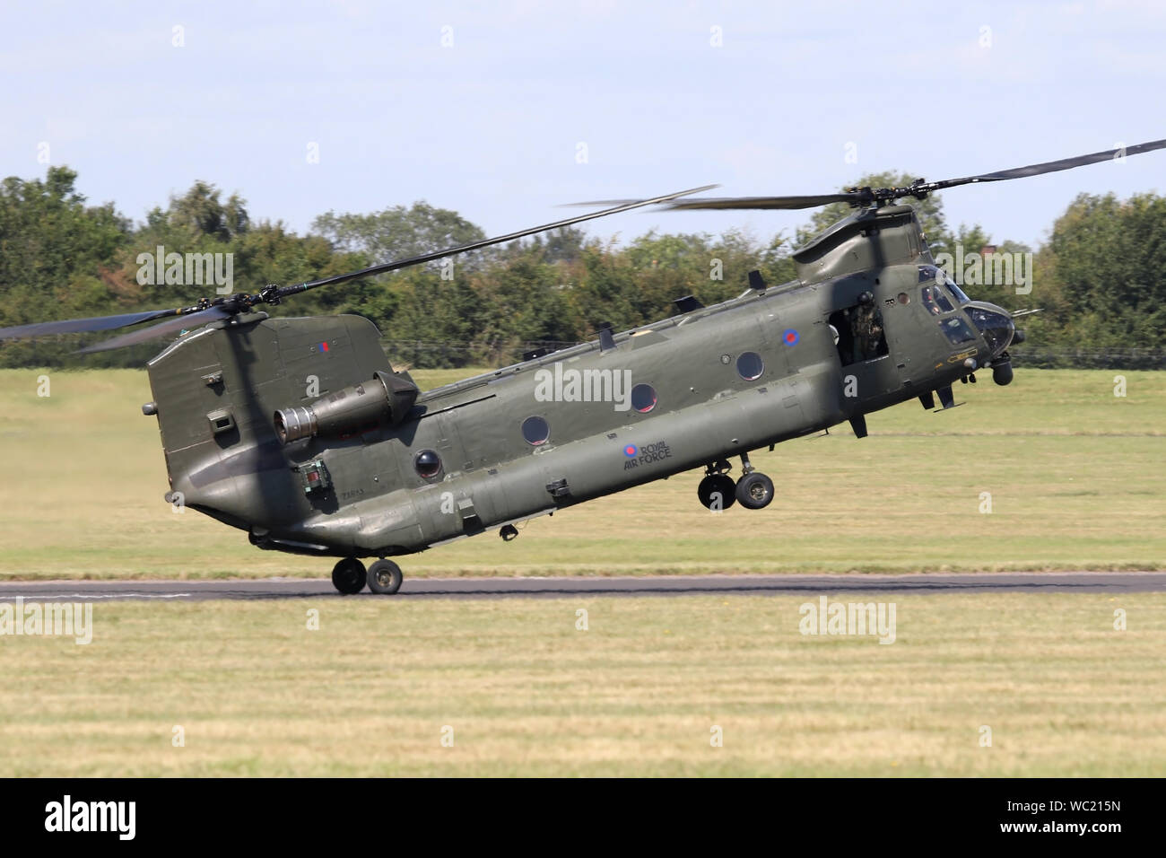 RAF Chinook display aircraft taxiing on the runway at Wattisham ...