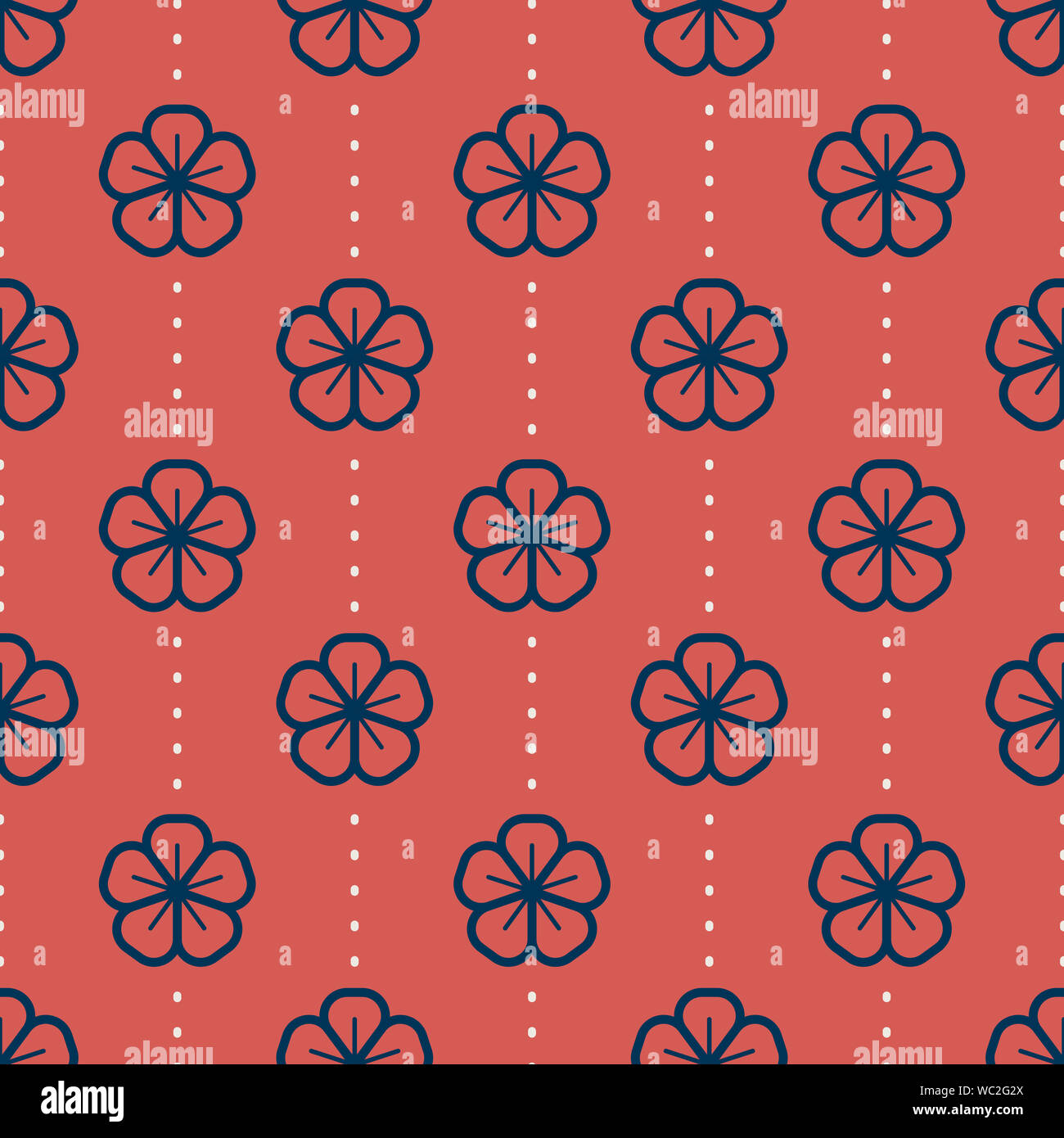 Japanese Flower Pattern Red