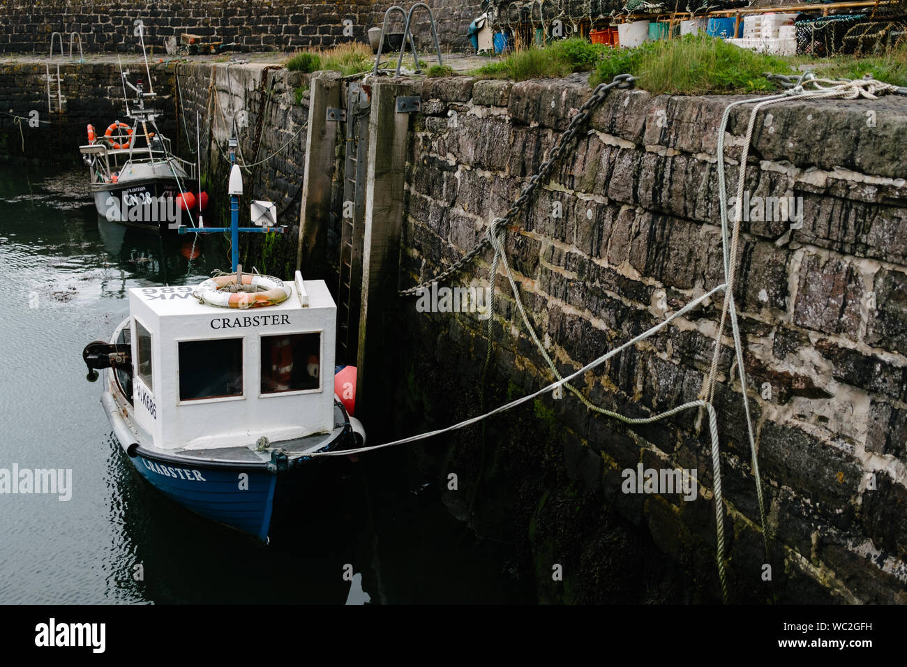 Creel fishing boat called Crabster tied up in the North Sea port and ...