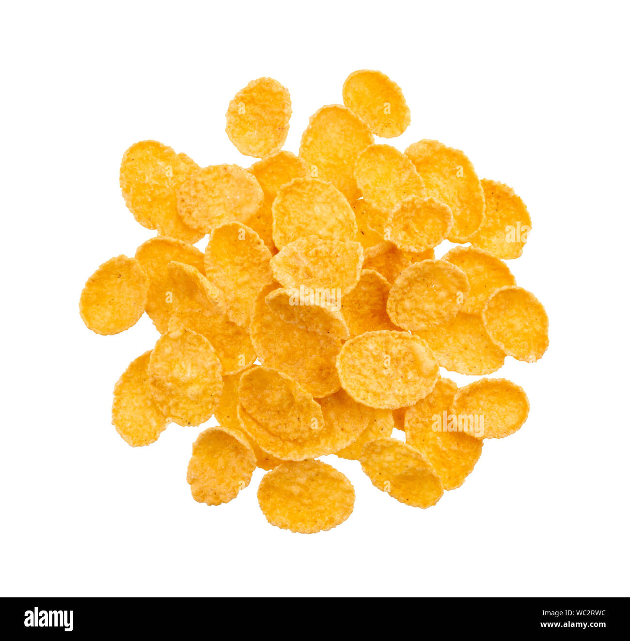Heap of sweet corn flakes isolated on white background with clipping ...