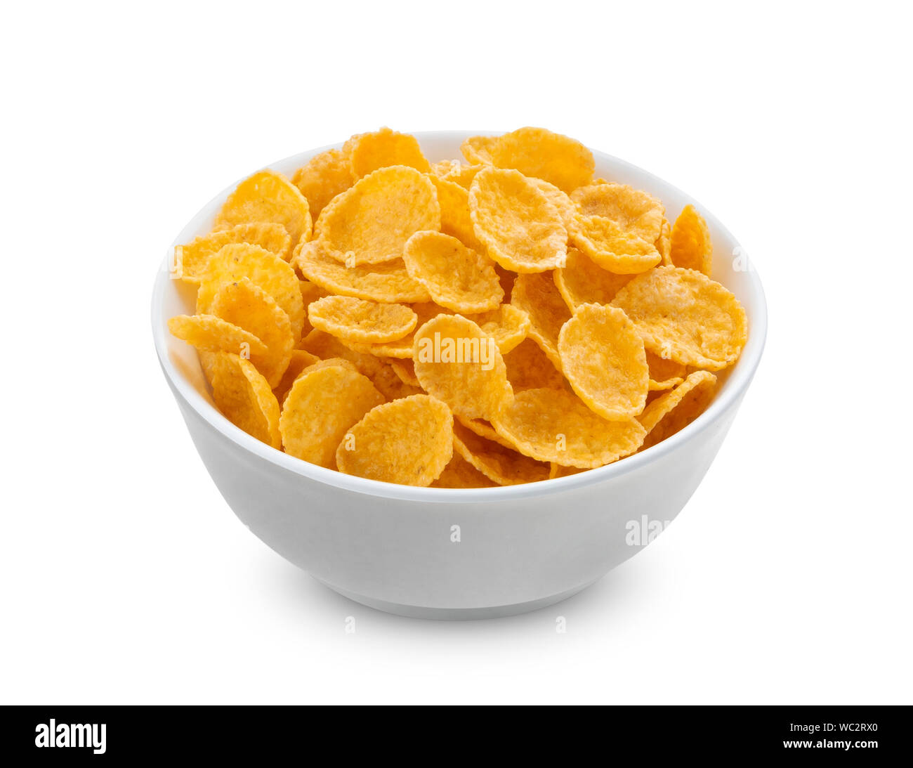 Bowl of sweet corn flakes isolated on white background Stock Photo - Alamy