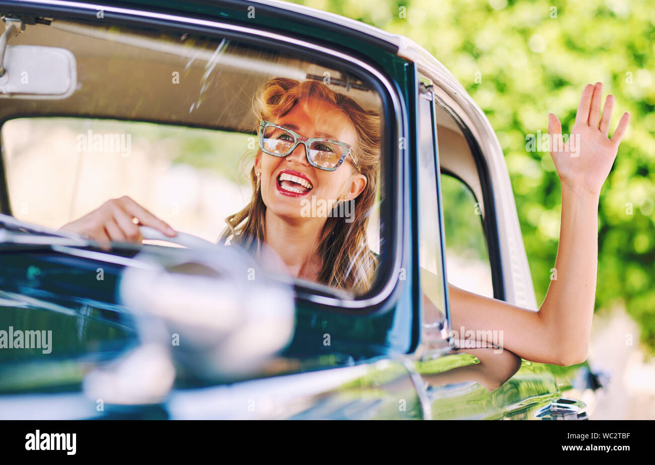 Person smiling while driving hi-res stock photography and images - Alamy