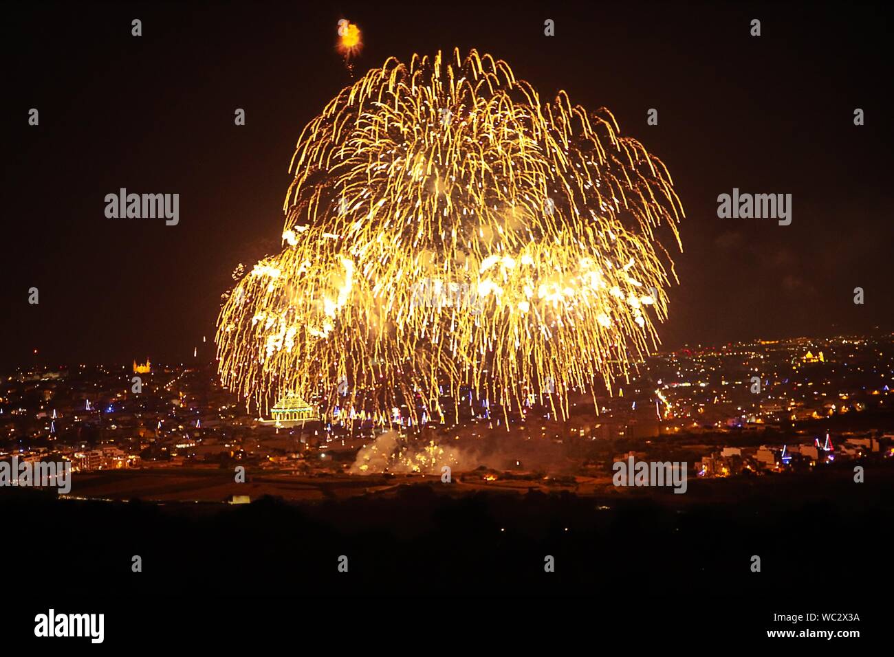Aerial fireworks, Malta Stock Photo - Alamy