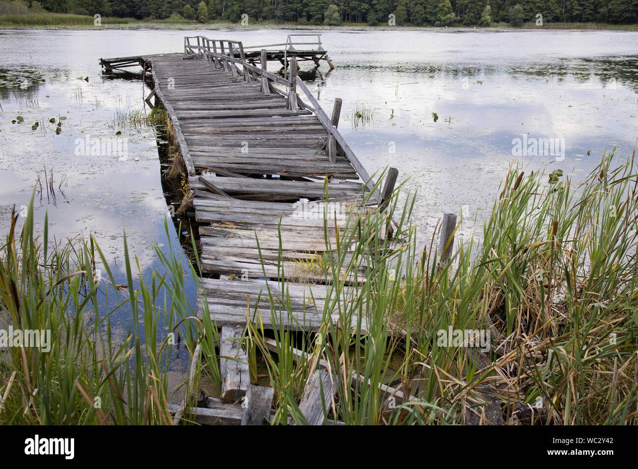 Old wooden damaged bridge hi-res stock photography and images - Alamy