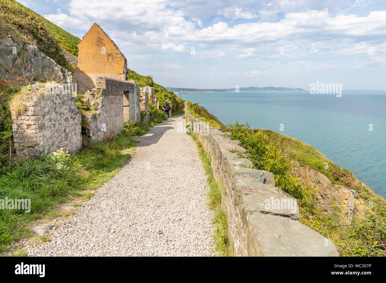Ruins in Cliff walk trail in Bray, Wicklow, Ireland Stock Photo - Alamy