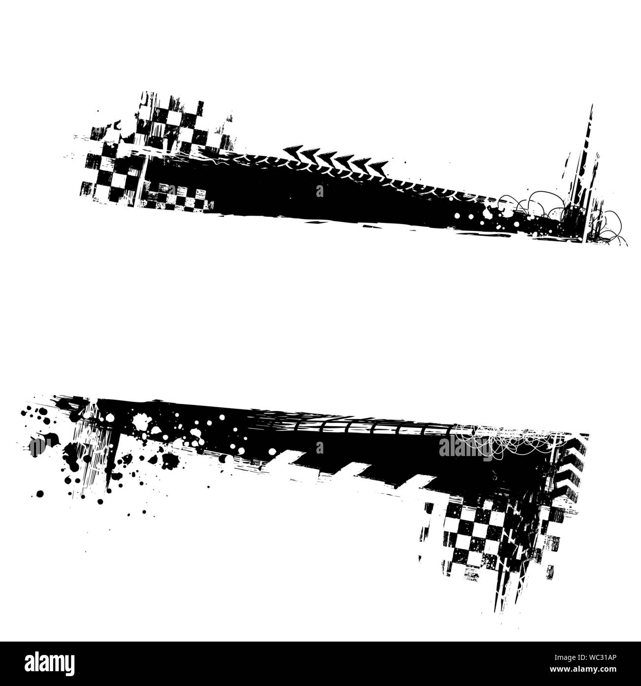 Black grunge horizontal frame with race elements and horizontal frame ...