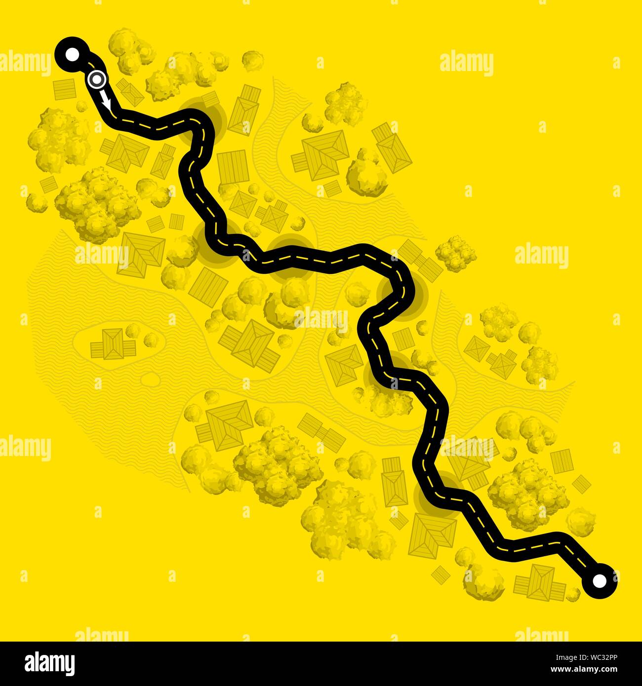 Yellow background with black speed race circuit and sample text Stock ...