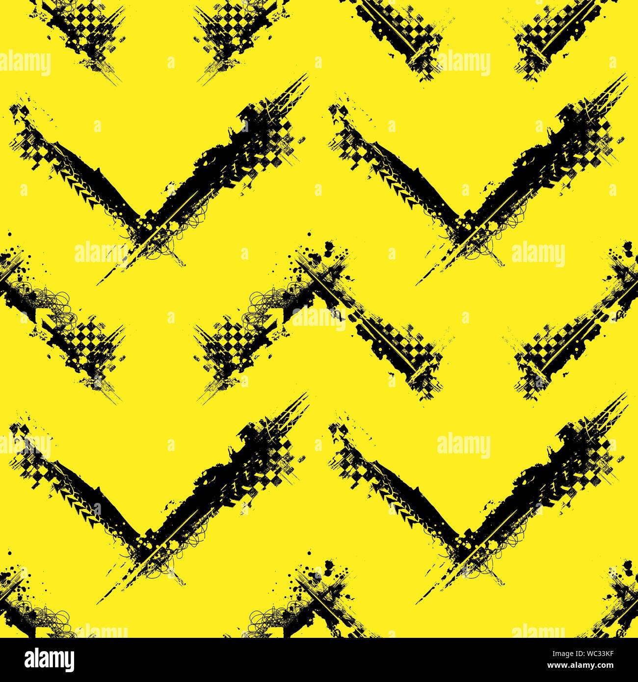 Black grunge square frame corner with race elements isolated on yellow ...