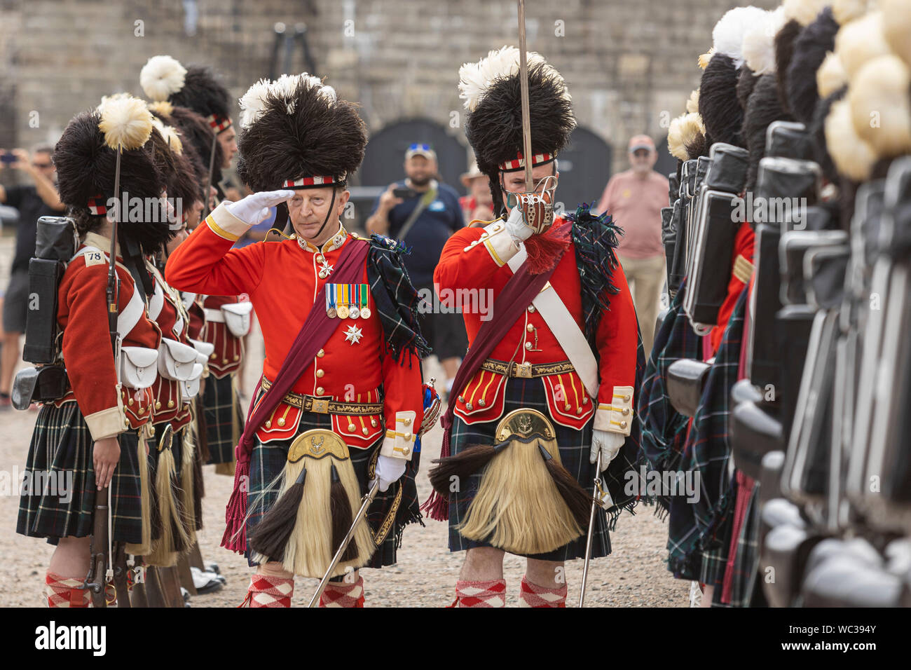 Squad inspection of the 78th Highlanders at the Halifax Citadel prior ...