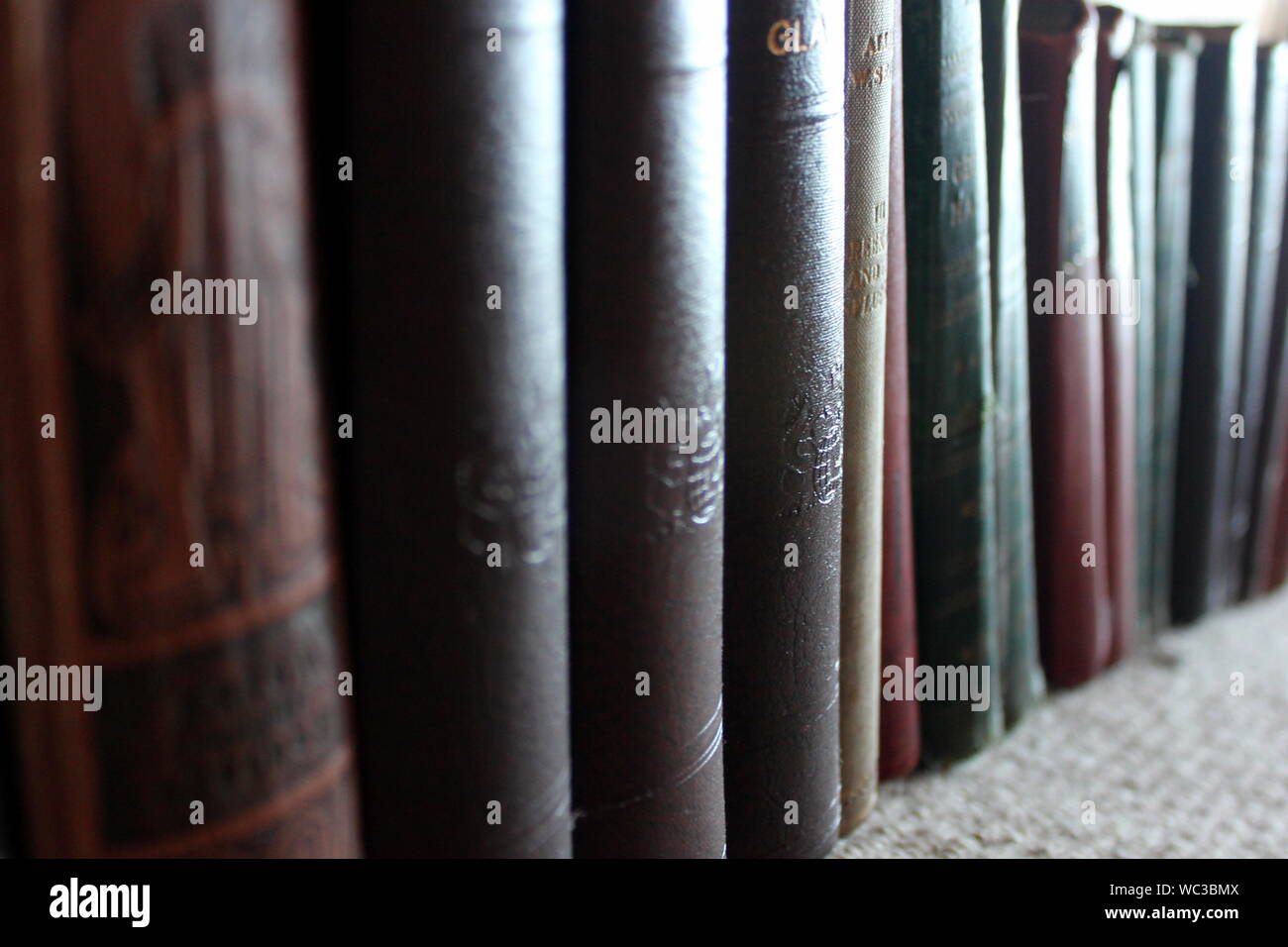 Row of books on shelf hi-res stock photography and images - Alamy